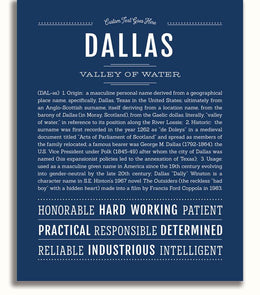 Dallas (male) | Name Art Print – Name Stories