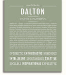 Dalton Personalized Name Meaning Art Prints – Name Stories