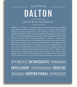 Dalton Personalized Name Meaning Art Prints – Name Stories