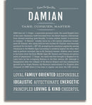 Damian Personalized Name Meaning Art Prints – Name Stories