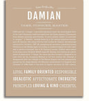 Damian Personalized Name Meaning Art Prints – Name Stories