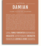 Damian Personalized Name Meaning Art Prints – Name Stories