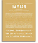Damian Personalized Name Meaning Art Prints – Name Stories