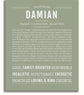 Damian Personalized Name Meaning Art Prints – Name Stories