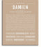 Damien Personalized Name Meaning Art Prints – Name Stories