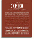 Damien Personalized Name Meaning Art Prints – Name Stories