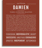 Damien Personalized Name Meaning Art Prints – Name Stories