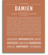 Damien Personalized Name Meaning Art Prints – Name Stories