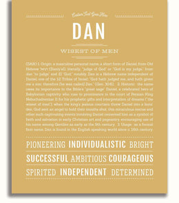 Dan Personalized Name Meaning Art Prints – Name Stories
