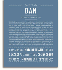 Dan Personalized Name Meaning Art Prints – Name Stories