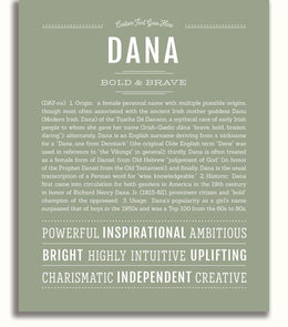 Dana Personalized Name Meaning Art Prints – Name Stories