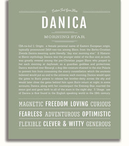 Danica Personalized Name Meaning Art Prints – Name Stories