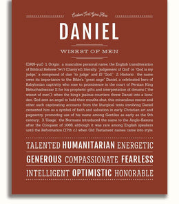 Daniel Personalized Name Meaning Art Prints – Name Stories