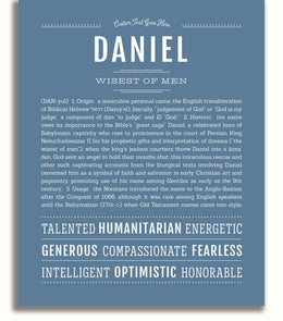 Daniel Personalized Name Meaning Art Prints – Name Stories