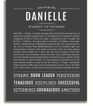 Danielle Personalized Name Meaning Art Prints – Name Stories