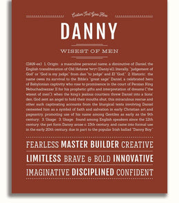 Danny Personalized Name Meaning Art Prints – Name Stories