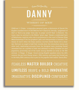 Danny Personalized Name Meaning Art Prints – Name Stories