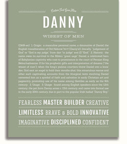 Danny Personalized Name Meaning Art Prints – Name Stories