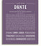 Dante Personalized Name Meaning Art Prints – Name Stories