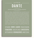 Dante Personalized Name Meaning Art Prints – Name Stories