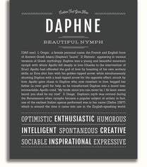 Daphne Personalized Name Meaning Art Prints – Name Stories