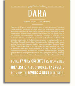 Dara Personalized Name Meaning Art Prints – Name Stories
