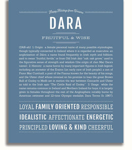 Dara Personalized Name Meaning Art Prints – Name Stories