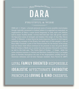 Dara Personalized Name Meaning Art Prints – Name Stories