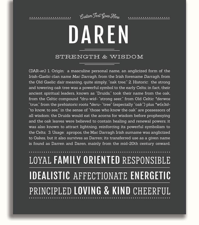 Daren Personalized Name Meaning Art Prints – Name Stories
