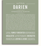 Darien Personalized Name Meaning Art Prints – Name Stories