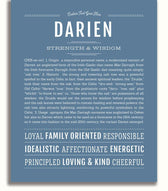 Darien Personalized Name Meaning Art Prints – Name Stories
