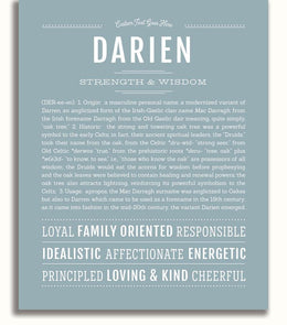 Darien Personalized Name Meaning Art Prints – Name Stories