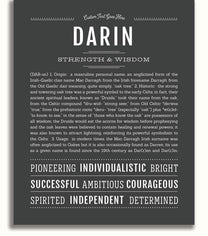 Darin Personalized Name Meaning Art Prints – Name Stories