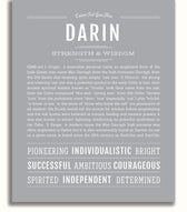 Darin Personalized Name Meaning Art Prints – Name Stories