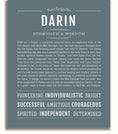 Darin Personalized Name Meaning Art Prints – Name Stories