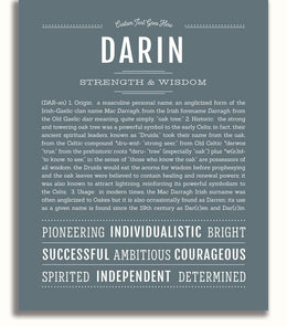 Darin Personalized Name Meaning Art Prints – Name Stories