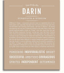 Darin Personalized Name Meaning Art Prints – Name Stories