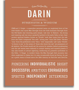 Darin Personalized Name Meaning Art Prints – Name Stories