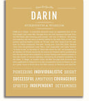 Darin Personalized Name Meaning Art Prints – Name Stories