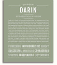 Darin Personalized Name Meaning Art Prints – Name Stories