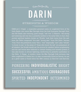 Darin Personalized Name Meaning Art Prints – Name Stories