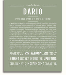 Dario Personalized Name Meaning Art Prints – Name Stories