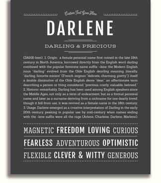 Darlene Personalized Name Meaning Art Prints – Name Stories