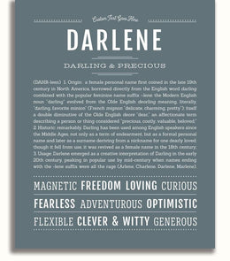 Darlene Personalized Name Meaning Art Prints – Name Stories