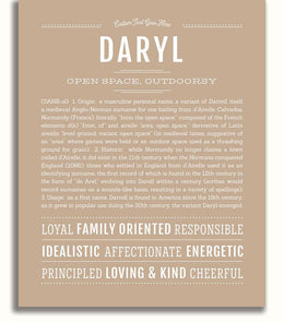 Daryl Personalized Name Meaning Art Prints – Name Stories