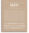 Daryl Personalized Name Meaning Art Prints – Name Stories