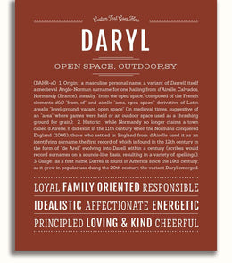 Daryl Personalized Name Meaning Art Prints – Name Stories