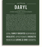 Daryl Personalized Name Meaning Art Prints – Name Stories
