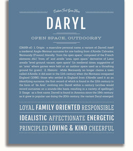 Daryl Personalized Name Meaning Art Prints – Name Stories