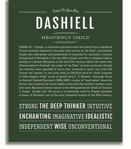 Dashiell Personalized Name Meaning Art Prints – Name Stories